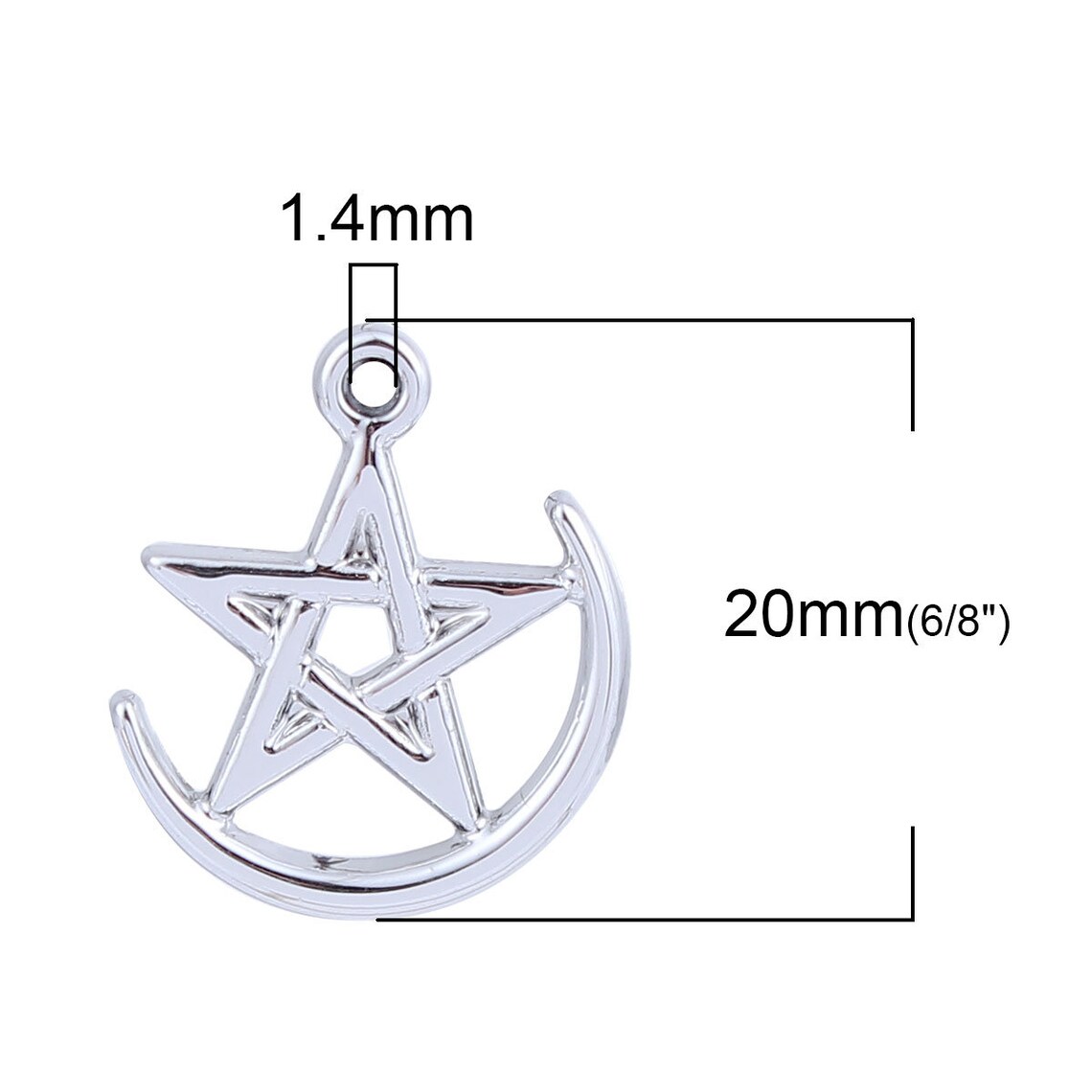 10 PCS Silver Tone Half Moon & Star Charms, 20mm( 6/8") X 18mm( 6/8 ...