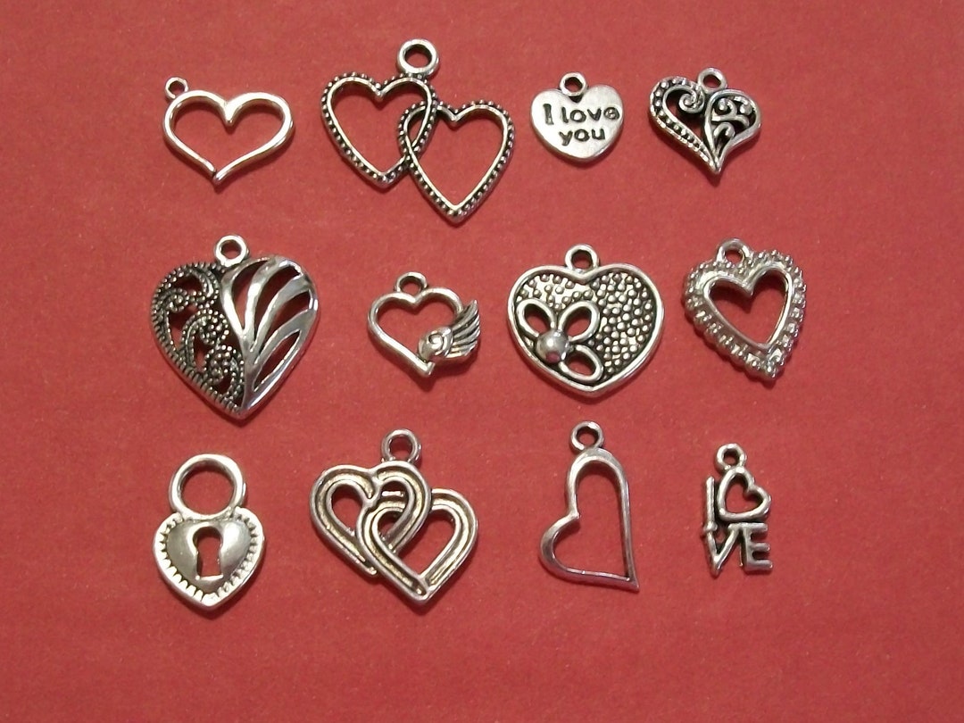 Cute 12 Piece Heart/love Charm Collection - Etsy