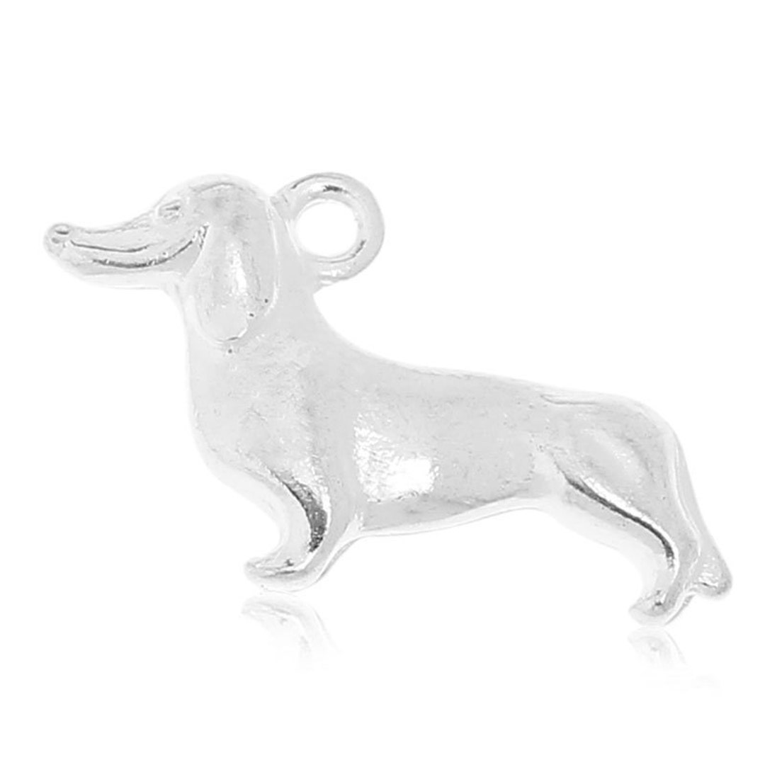 5 Pieces Silver Plated Dachshund Dog Charms - Etsy