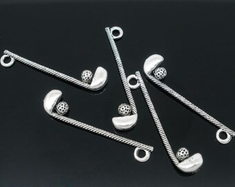 10 Pieces Antique Silver Double Golf Club/ball Charms | Etsy