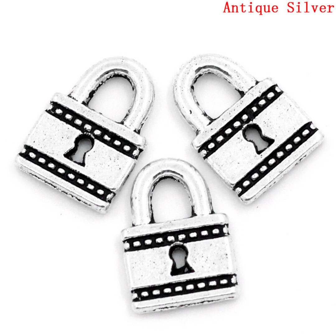 10 Pieces Antique Silver Lock Charms - Etsy