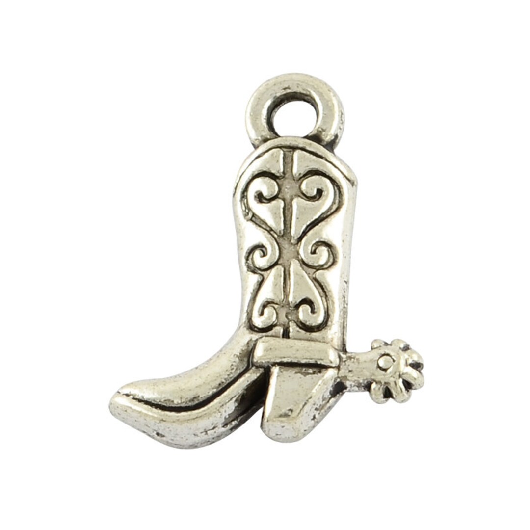 5 Pieces Cute Antique Silver Cowboy Boot Charms - Etsy