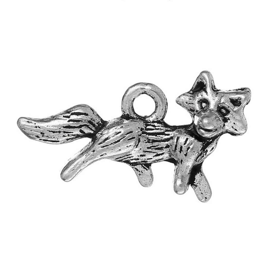 5 Pieces Antique Silver Fox Charms - Etsy