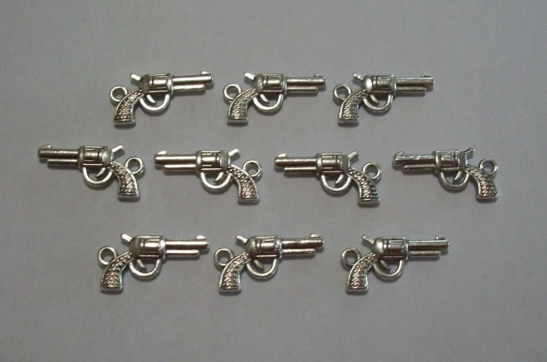 Ten Pieces Antique Silver Gun Revolver Pistol Charms - Etsy