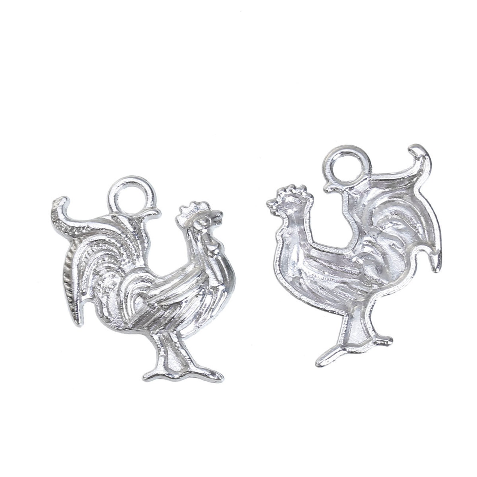 10 Pieces Antique Silver Rooster Charms 21mm 7/8 X - Etsy