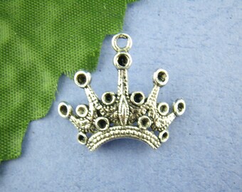 10 Pieces Antique Silver Princess Crown Charms | Etsy
