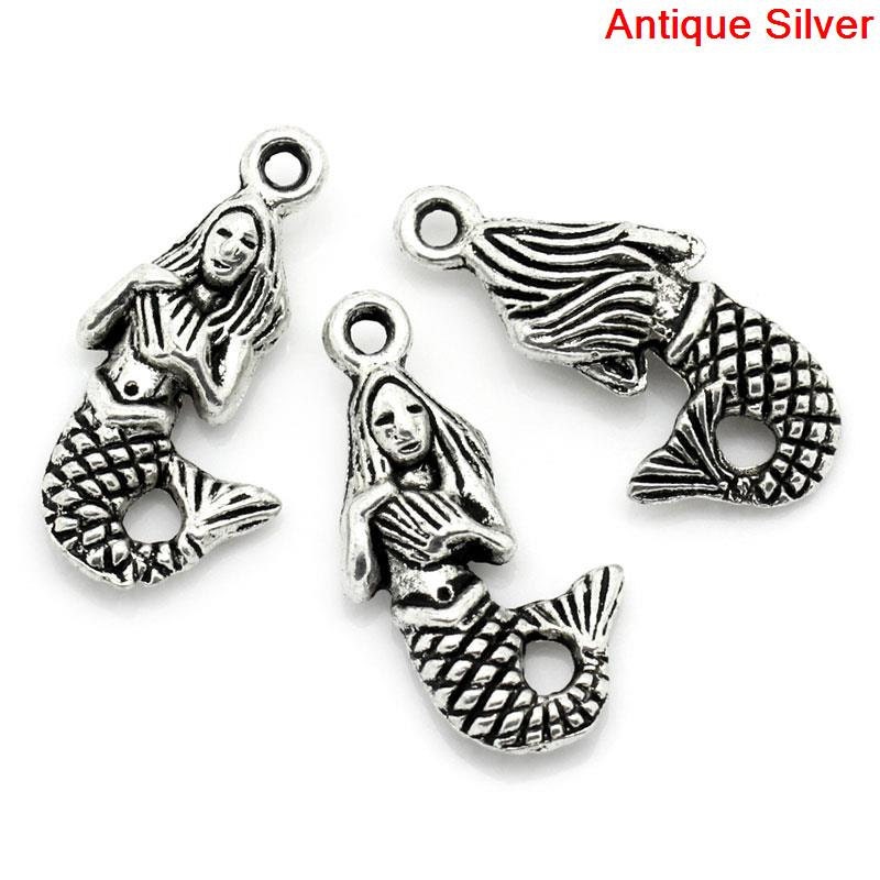 Silver Mermaid Charm - Etsy