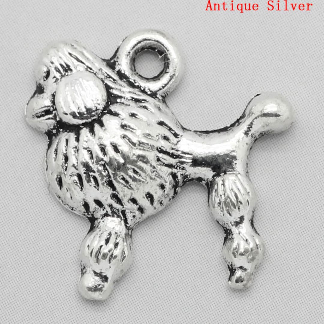 5 Pieces Antique Silver Poodle Charms - Etsy