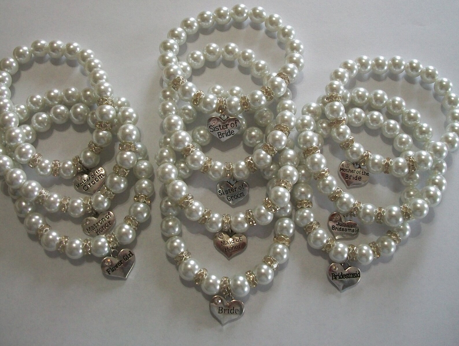 Pretty 10mm White Glass Pearl & Rhinestone Heart Wedding Charm | Etsy