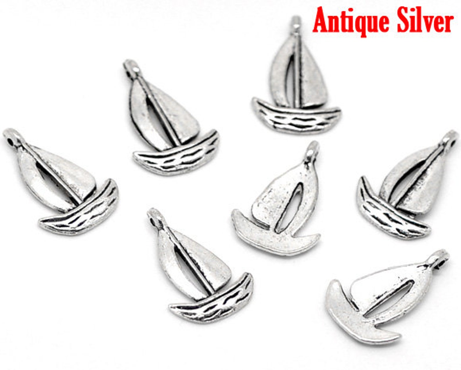 10 Pieces Antique Silver Sail Boat Charms - Etsy