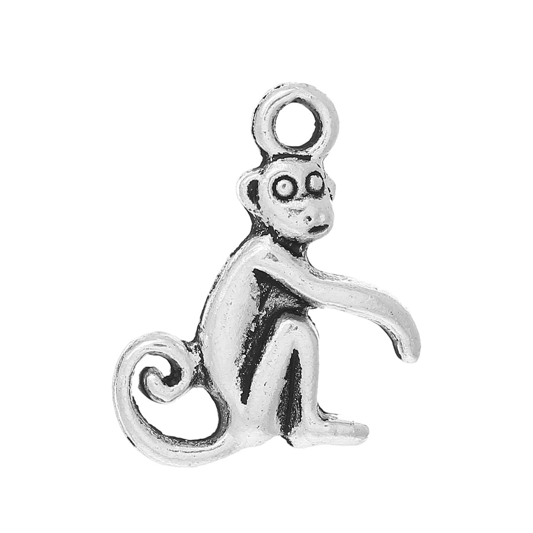 10 Pieces Antique Silver Monkey Charms - Etsy