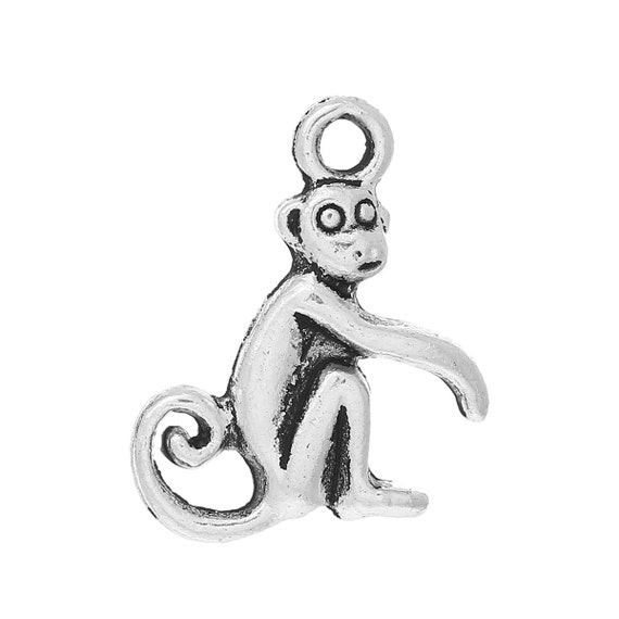 10 Pieces Antique Silver Monkey Charms | Etsy