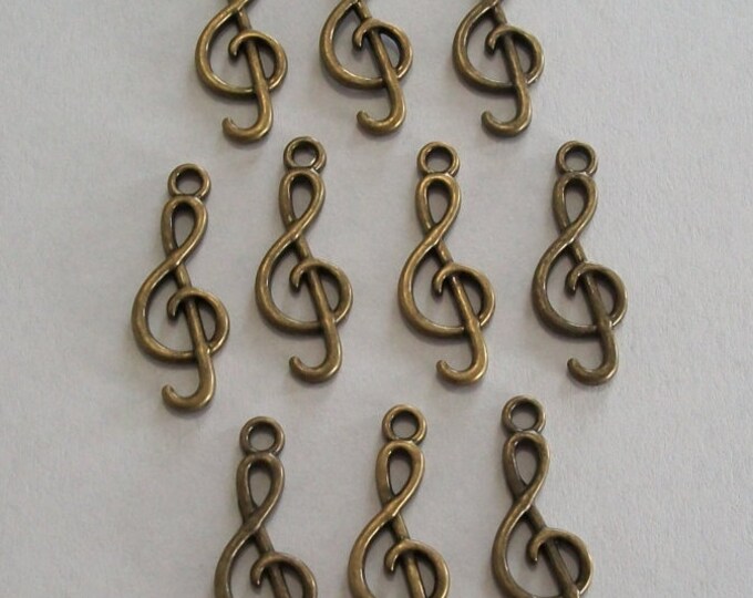 10 Pieces Antique Bronze Treble Clef Charms - Etsy