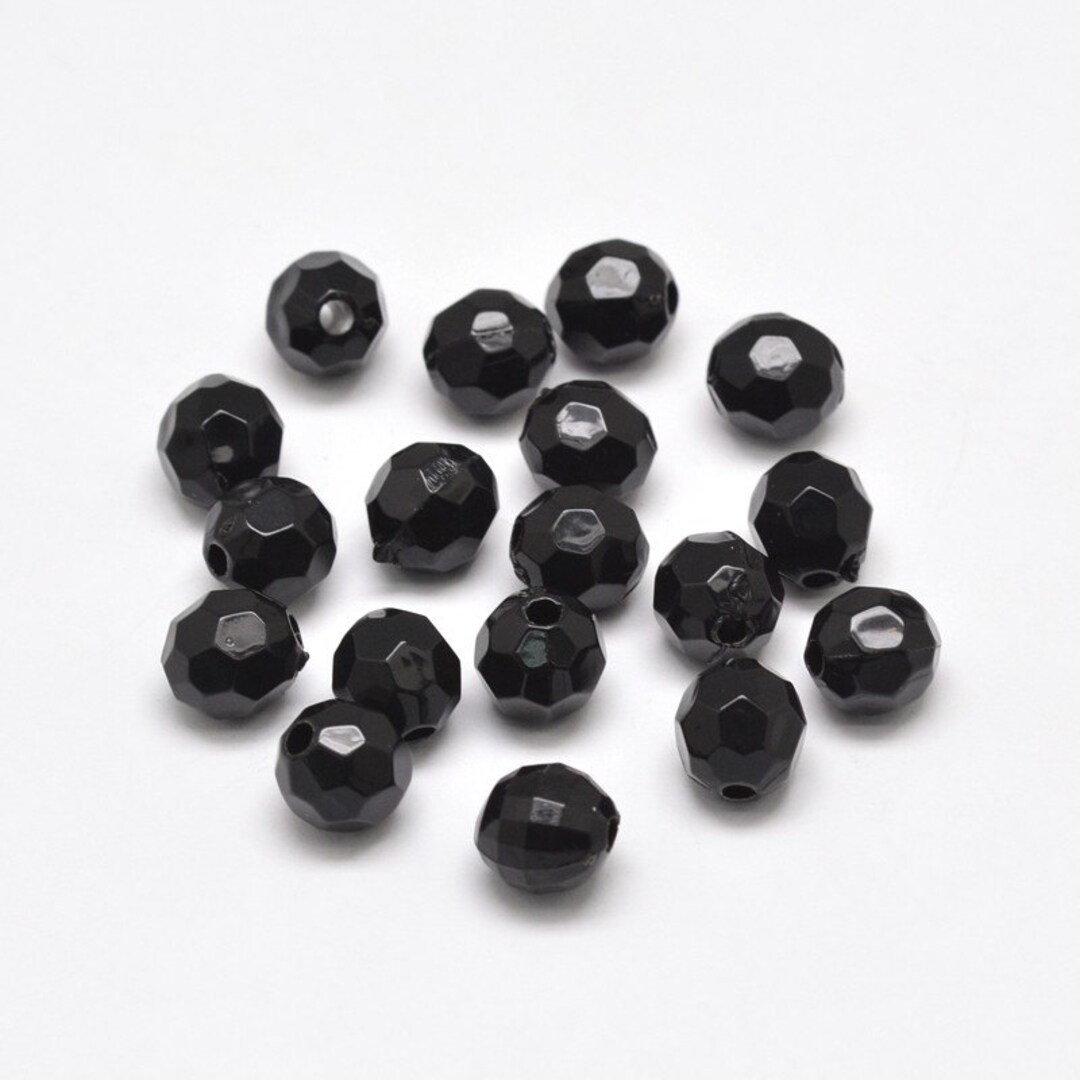 10 Pieces Faceted Round Acrylic Beads, Black, 16mm - Etsy