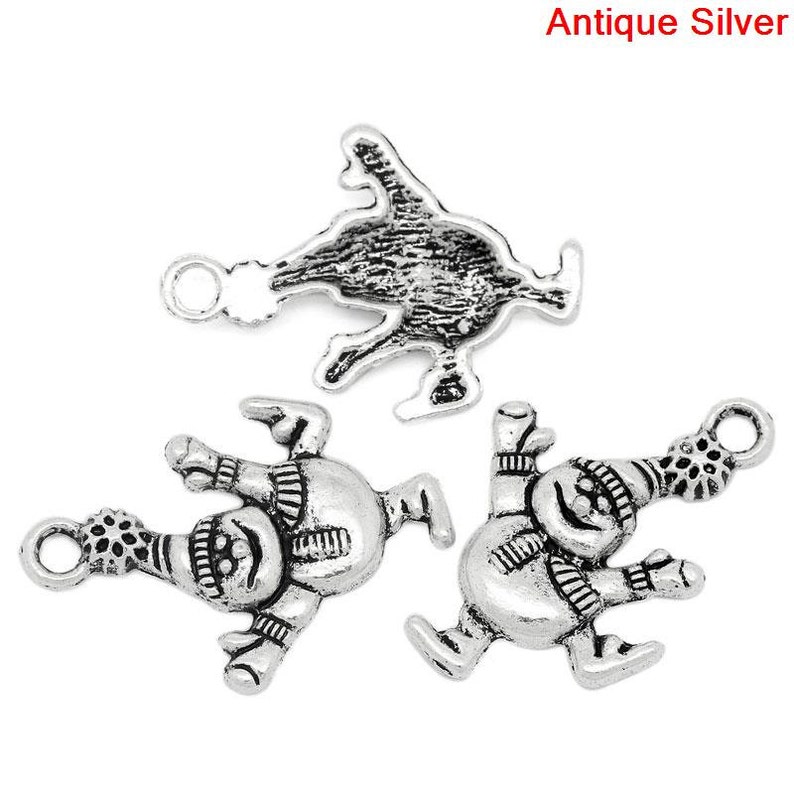 10 Pieces Antique Silver Christmas Snowman Charms - Etsy