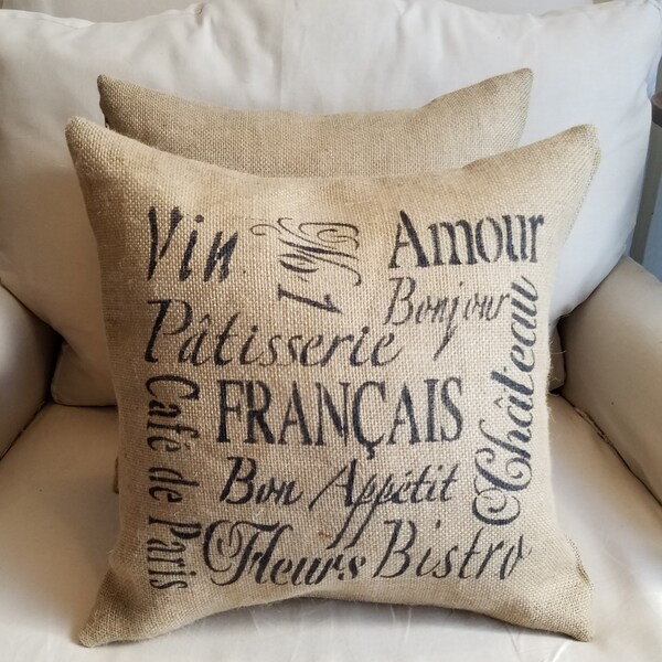 French Script Pillow - Etsy