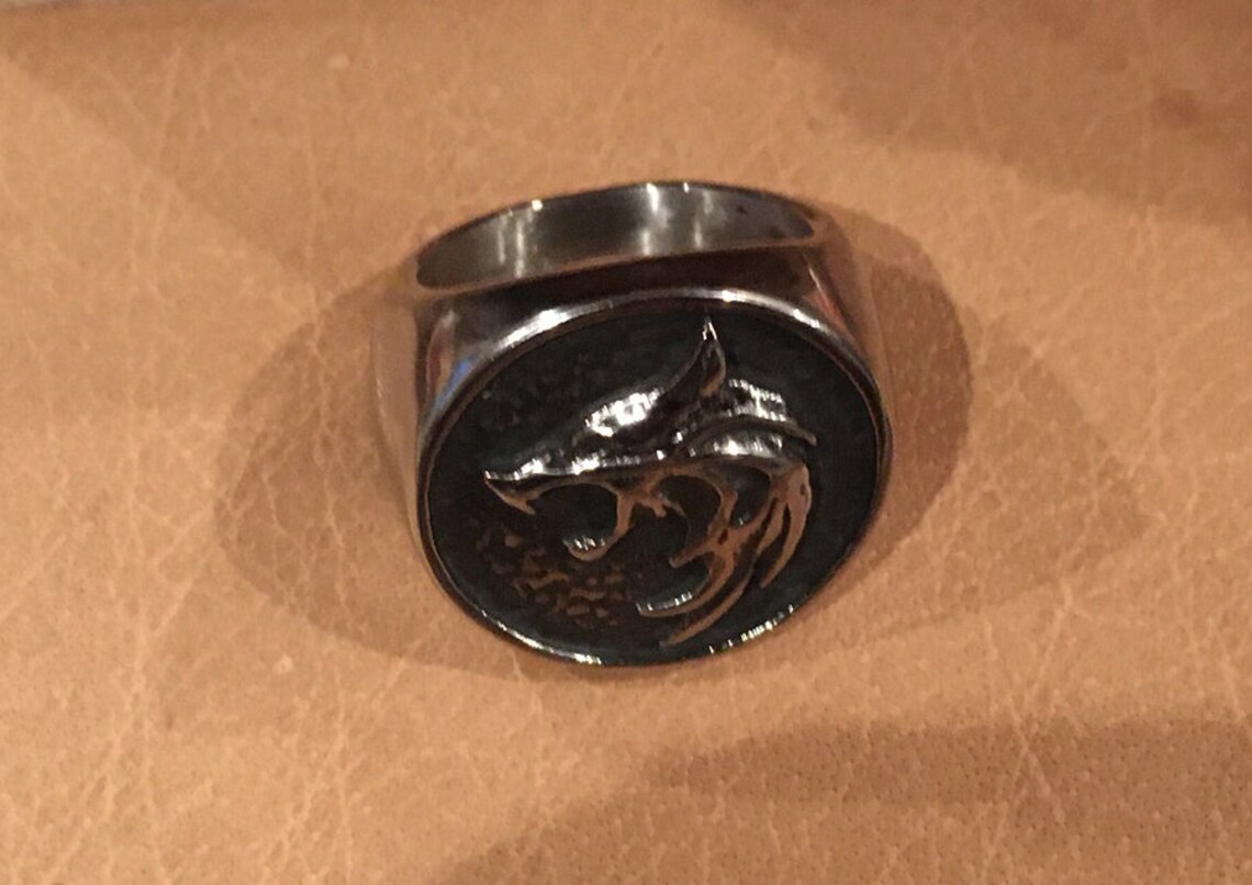 New Premium Witcher Stainless Steel Wolf Signet Ring Gift Set - Etsy