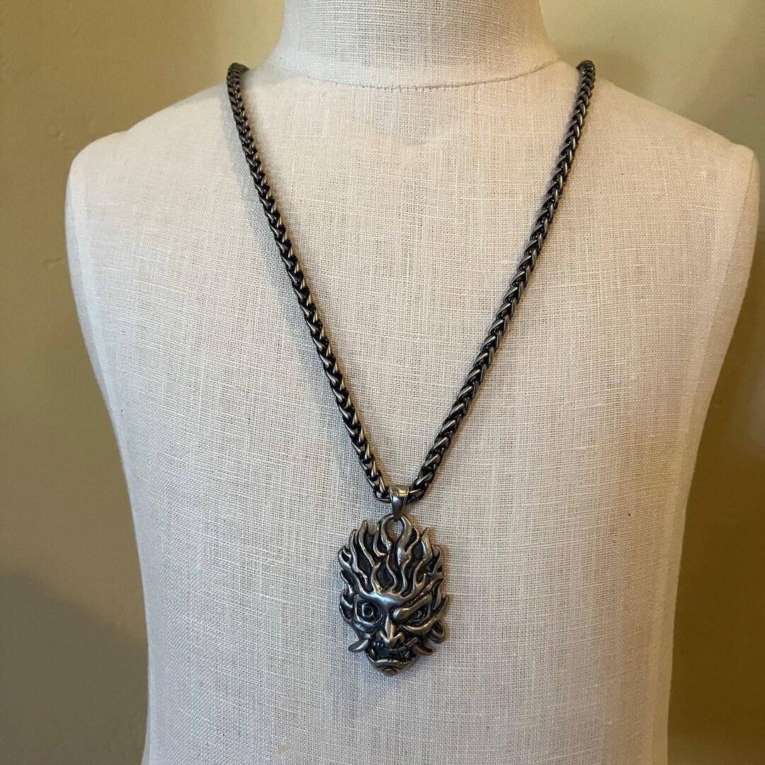 Stainless Steel Cyber Samurai Pendant - Etsy