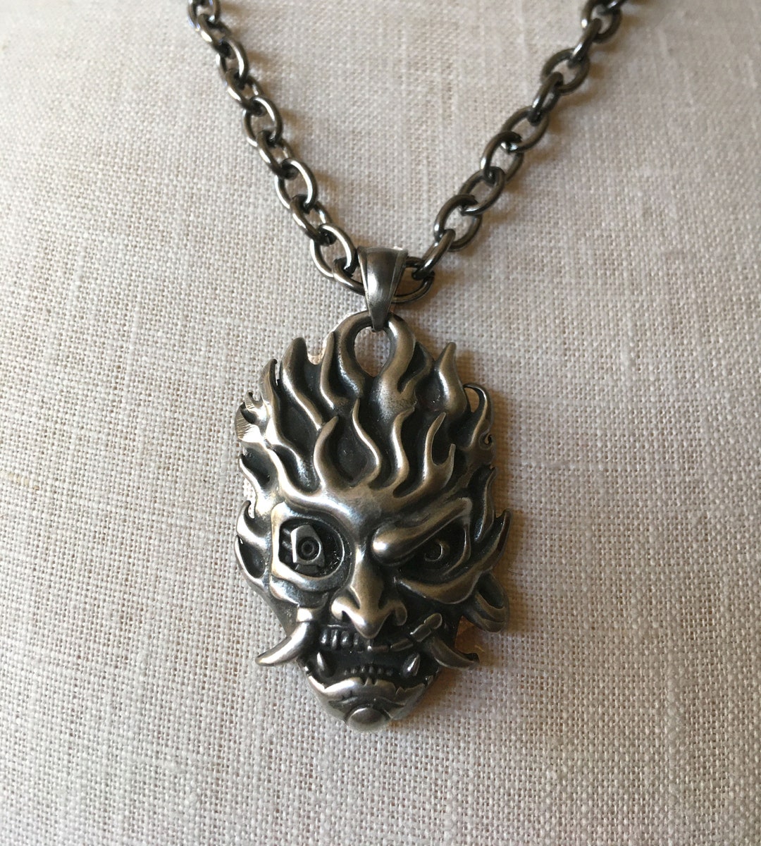 Stainless Steel Cyber Samurai Pendant - Etsy