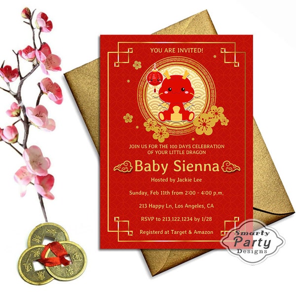 Chinese 100 Days Invitation - Etsy
