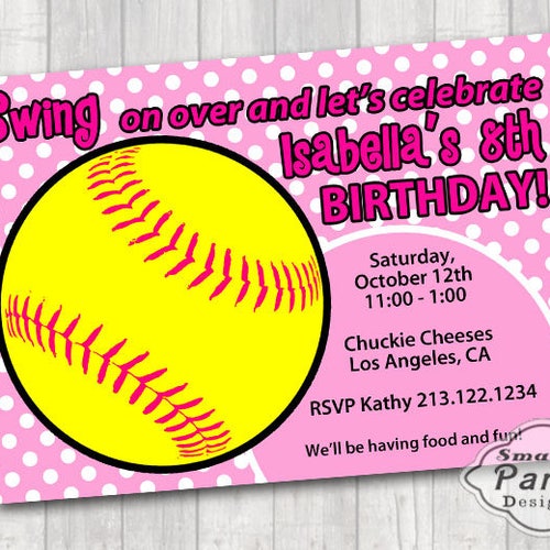 Softball Birthday Party Invitation Softball Invitation - Etsy