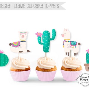 Printable Llama Cupcake Toppers Cactus Cupcake Toppers Cake Topper ...