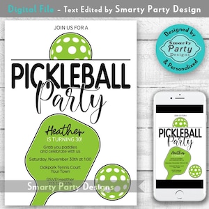 Pickleball Birthday Party Invitation: Personalized Printable (digital ...