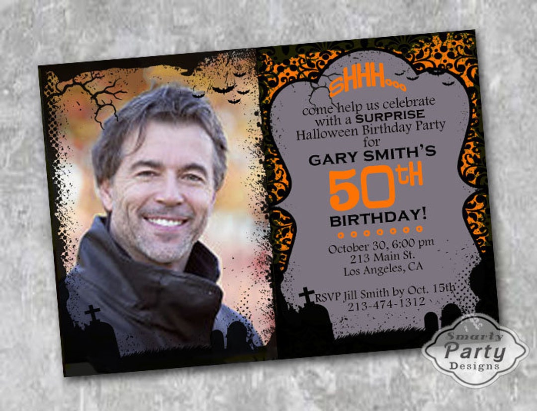 Halloween Photo 50th 60th 70th Birthday Surprise Party Printable
