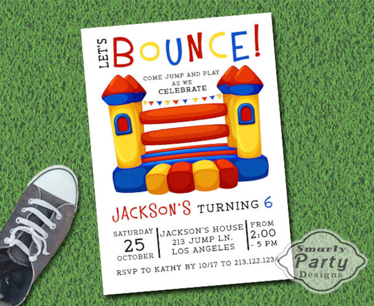 Bounce House Birthday Invitation Bounce House Birthday Boy - Etsy