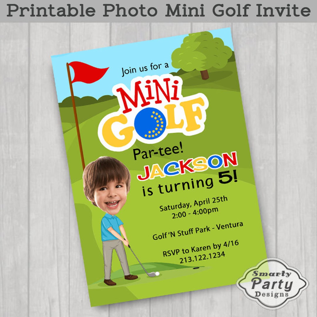 Mini Golf Putt Putt Birthday Invitation | Photo Golf Par-tee Invite ...