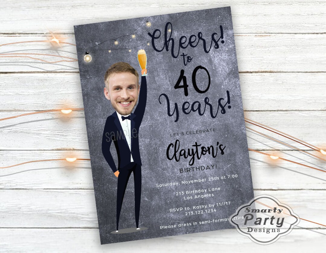 Male Photo Cartoon Birthday Invitations Invite Printable - Etsy