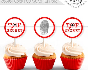 Spy / Secret Agent Birthday Cupcake Toppers, Spy Circles, Spy Cake ...