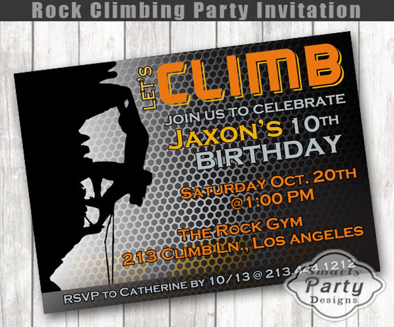Rock Climbing Birthday Invitation Climb Birthday Boy Party - Etsy