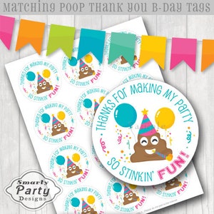 Poop Emoji Thank You Party Tags Stickers Birthday Printable 2.5 ...