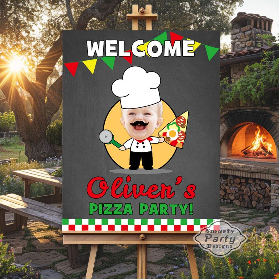 Pizza Party Welcome Poster | Photo Pizza Welcome Sign Printable ...