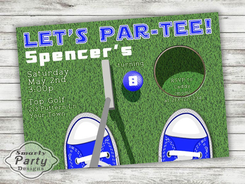 Golf Birthday Invitation: Blue Mini Golf Par-tee (digital Printable ...