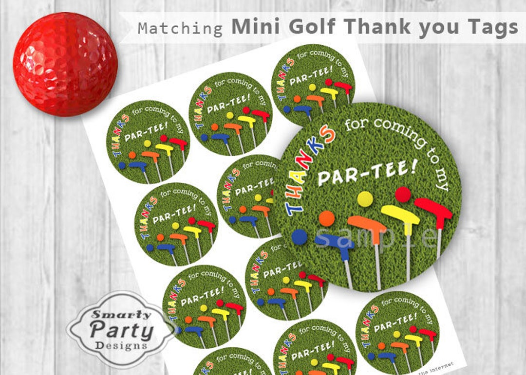 Mini Golf Thank You Party Tags Stickers Birthday Digital Printable 2.5 ...