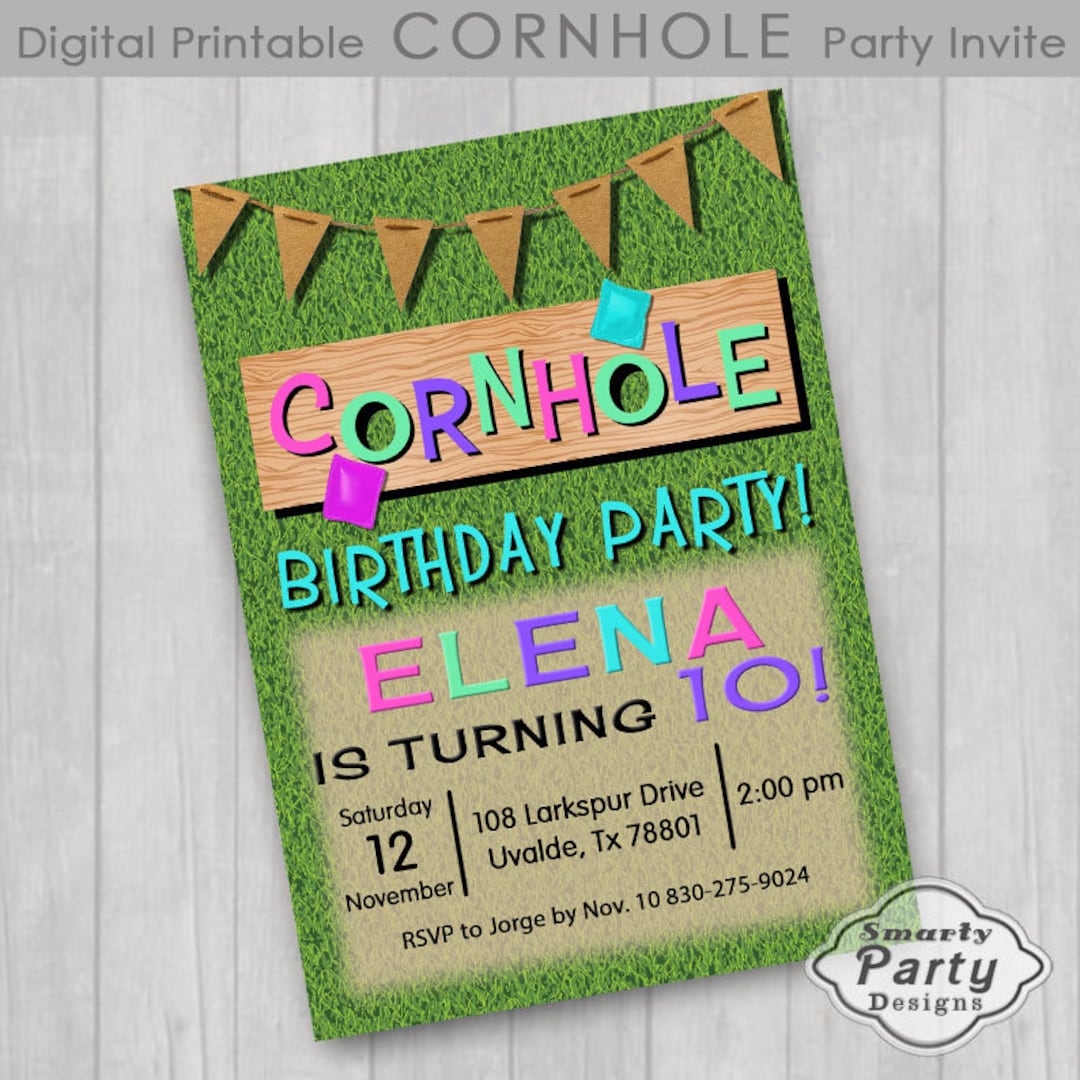 Cornhole Birthday Party Invitation: Personalized Printable (5x7 or 4x6 ...
