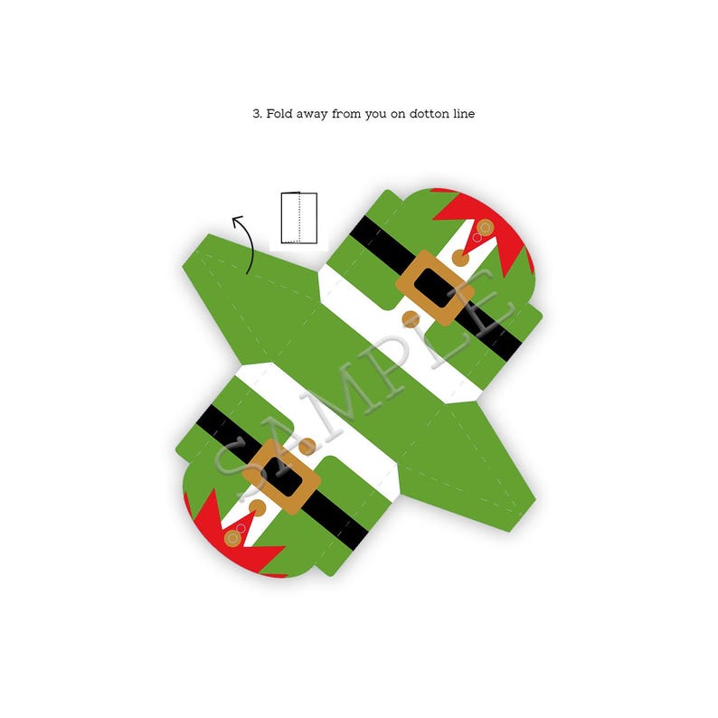 Christmas Elf Party Favor Box Gift Box Green Printable DIY PDF ...