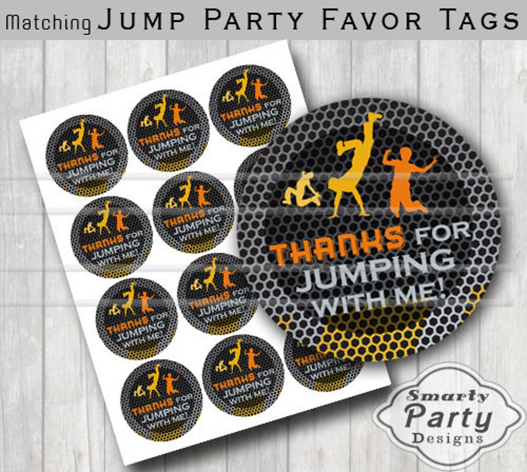 Jump Trampoline Bounce House Thank You Party Tags Stickers Printable 2. ...