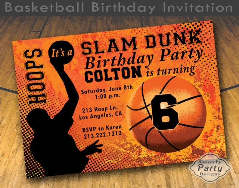 Basketball Birthday Invitation Slam Dunk Hoops Boy Party - Etsy