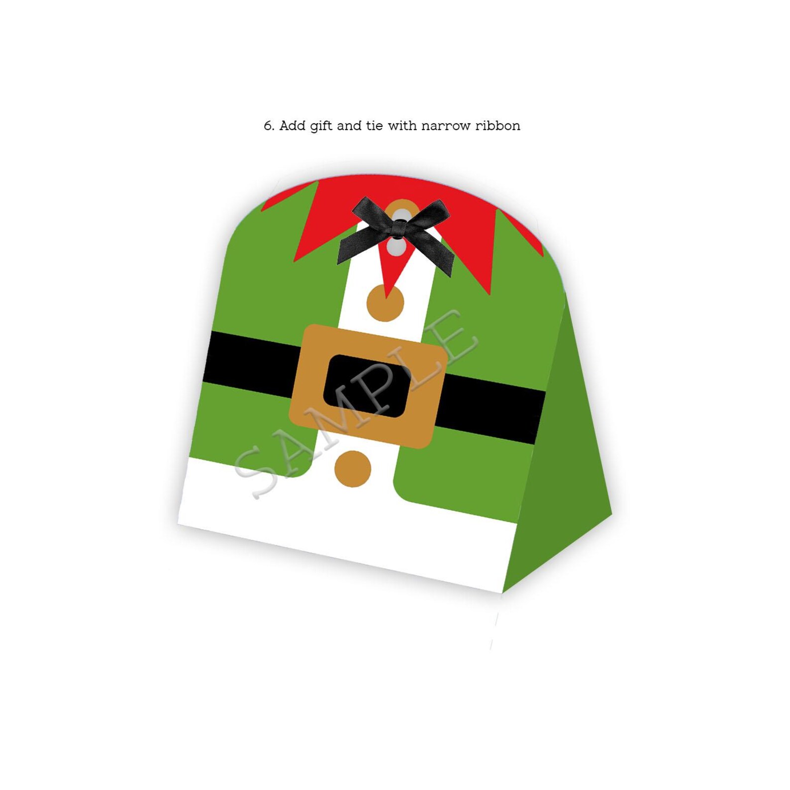 Christmas Elf Party Favor Box Gift Box Green Printable DIY PDF ...