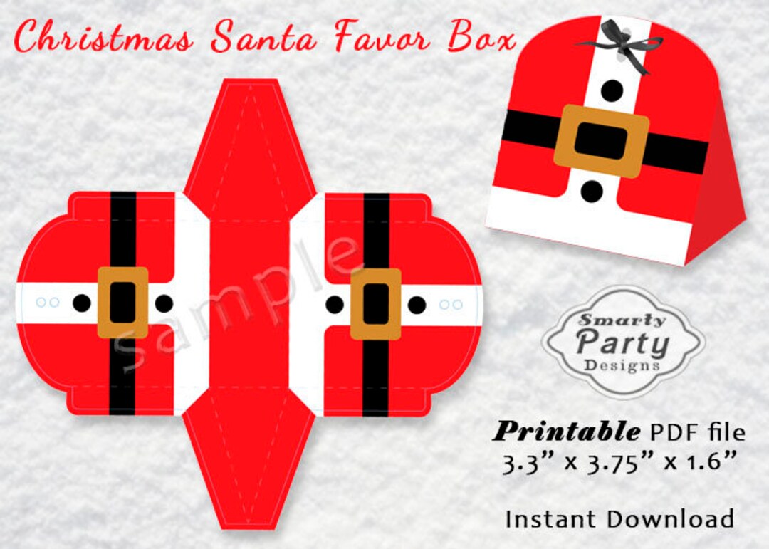 Christmas Santa Party Favor Box | Gift Box Printable DIY PDF - Instant ...