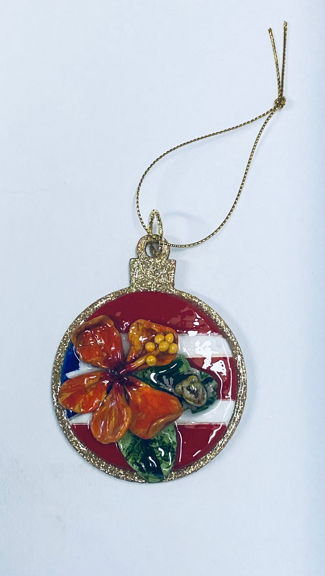 Handmade Handpainted Puerto Rican Flag Amapola and Coqui Air Dry Clay ...