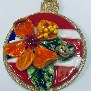 Handmade Handpainted Puerto Rican Flag Amapola and Coqui Air Dry Clay ...