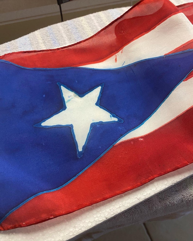 Sale on Hand Dyed Silk Puerto Rican Flag Scarf - Etsy