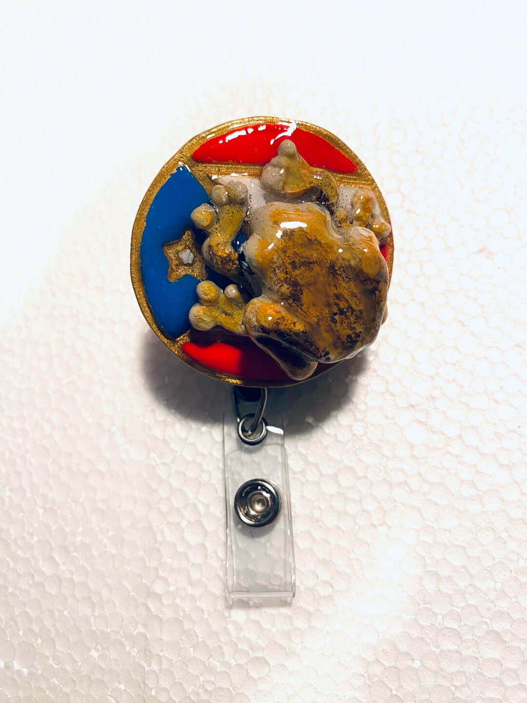 Puerto Rican Flag and Coqui Badge Reel Made From Air Dry Clay and ...