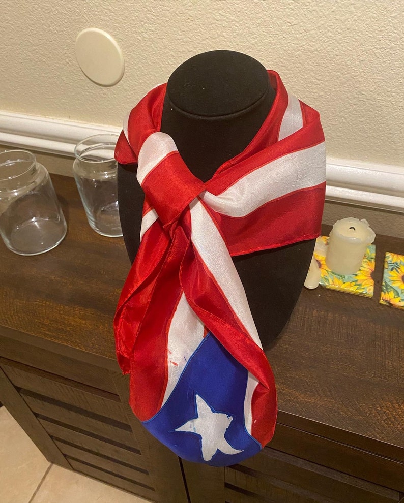 Sale on Hand Dyed Silk Puerto Rican Flag Scarf - Etsy