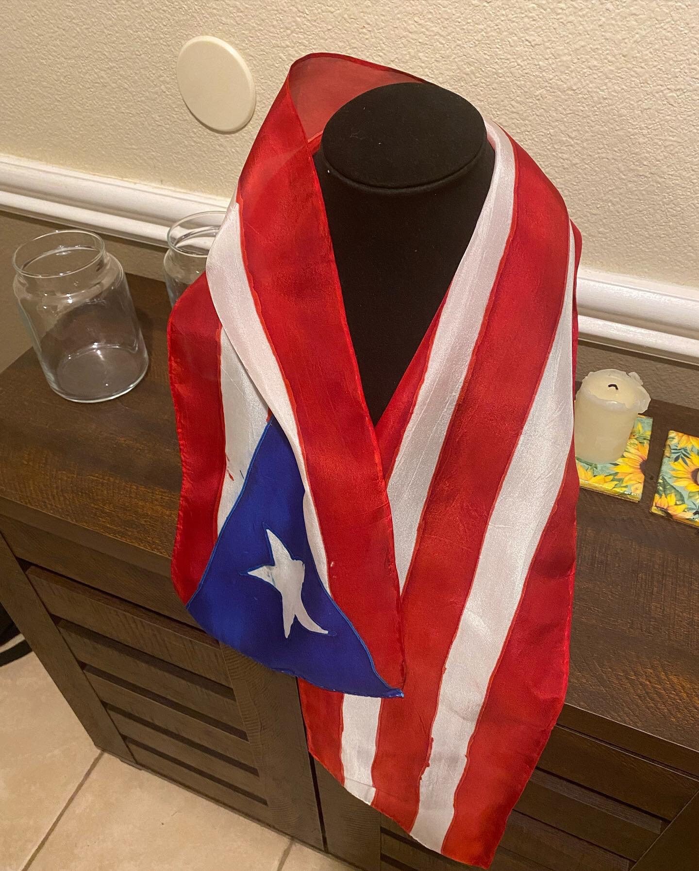 Sale on Hand Dyed Silk Puerto Rican Flag Scarf - Etsy