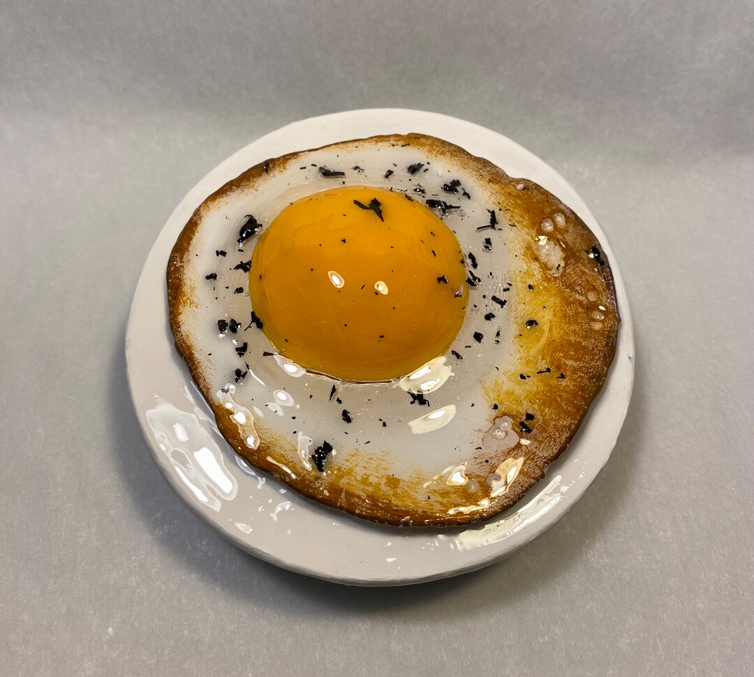 Handmade, Handpainted Air Dry Clay Fried Peppered Egg Dish With Lid - Etsy
